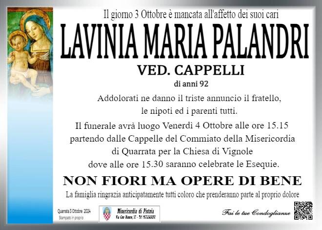 Lavinia Maria Palandri - Reportpistoia